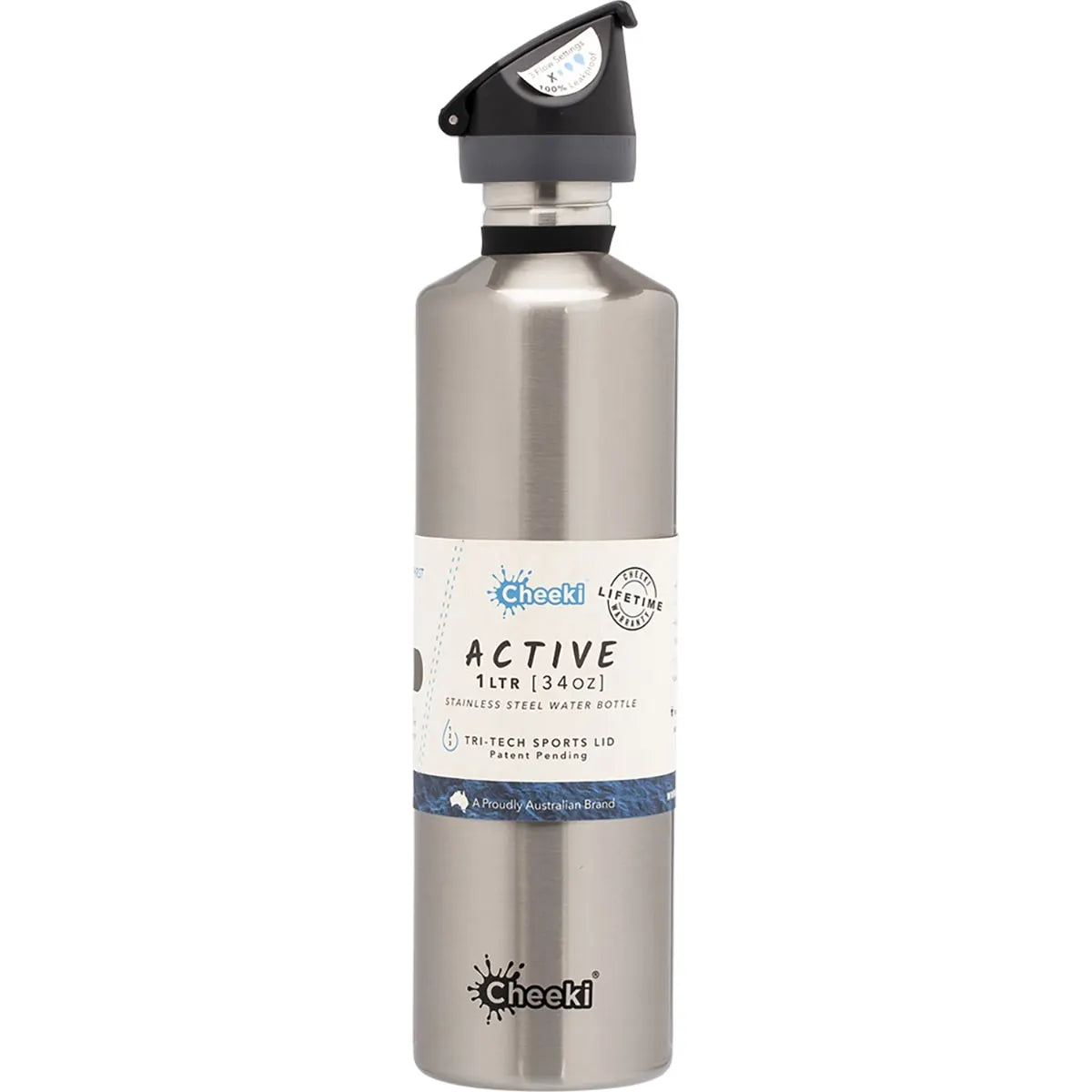 Stainless Steel Active Water Bottle 1LTR - Silver – Nelson Bay Health Foods
